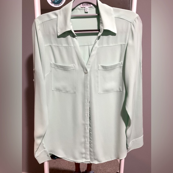 Express | Tops | Express Portofino Shirt Light Green Size Small | Poshmark